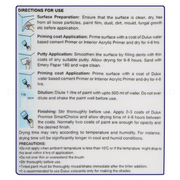 Buy Dulux Paints Promise SmartChoice 1 L BR White Interior Emulsion ...