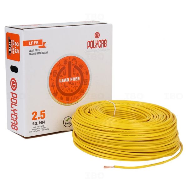 Buy Polycab FRLF 2.5 sq mm Yellow 90 m PVC Insulated Wire on IBO.com ...