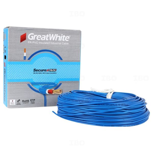 Buy GreatWhite SecureX 1.5 sq mm Blue 90 m FR PVC Insulated Wire on IBO ...