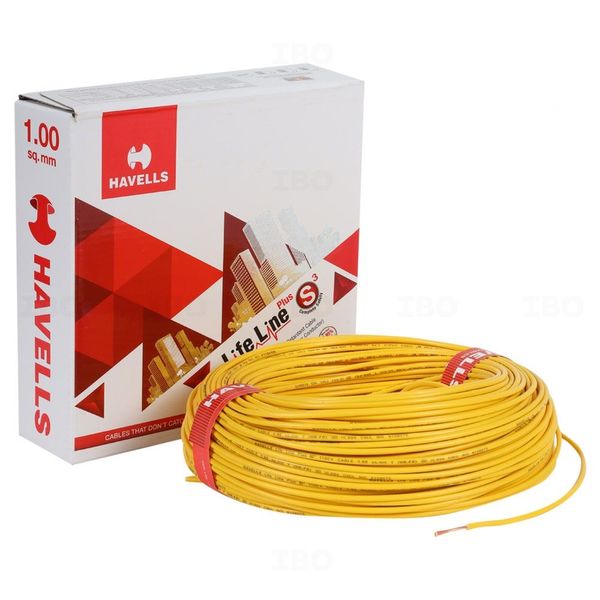 Buy Havells Life Line 1 sq mm Yellow 180 m FR PVC Insulated Wire on IBO ...