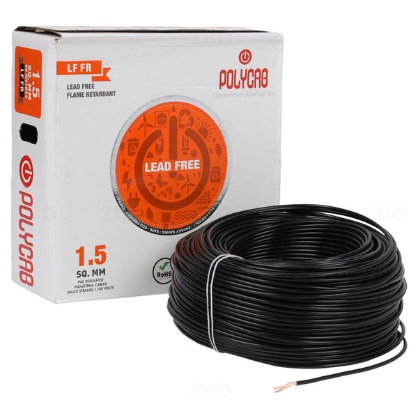 Buy Polycab FRLF 1.5 sq mm Black 90 m PVC Insulated Wire on IBO.com ...