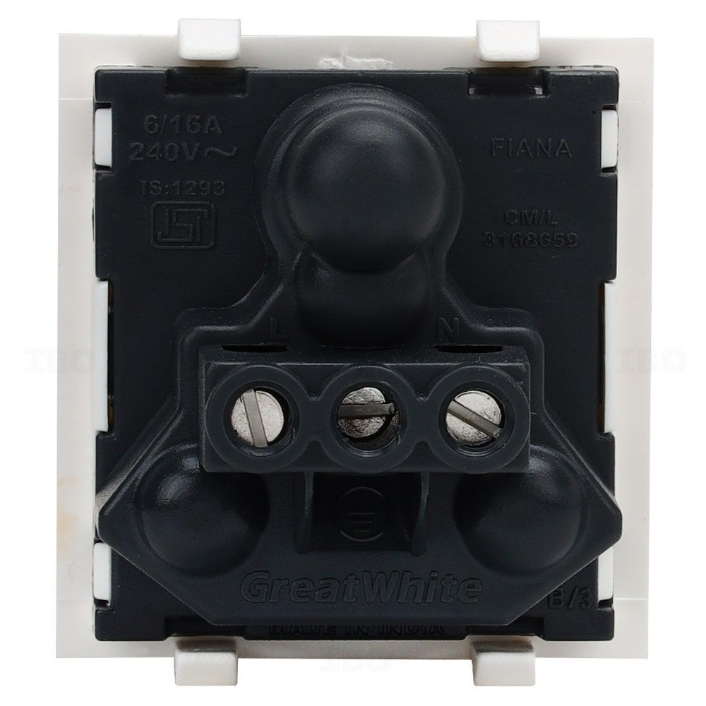 Buy GreatWhite Fiana White 3 pin 16 A 2 Module Socket on IBO.com ...