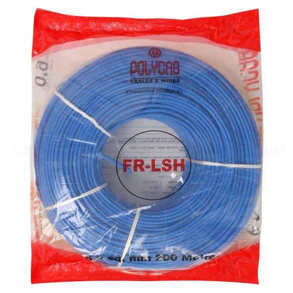 Buy Polycab FRLS-H 6 sq mm Blue 200 m PVC Insulated Wire on IBO.com ...