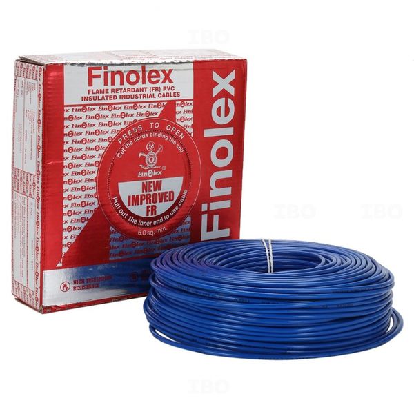Buy Finolex Silver 6 sq mm Blue 90 m FR PVC Insulated Wire on IBO.com ...