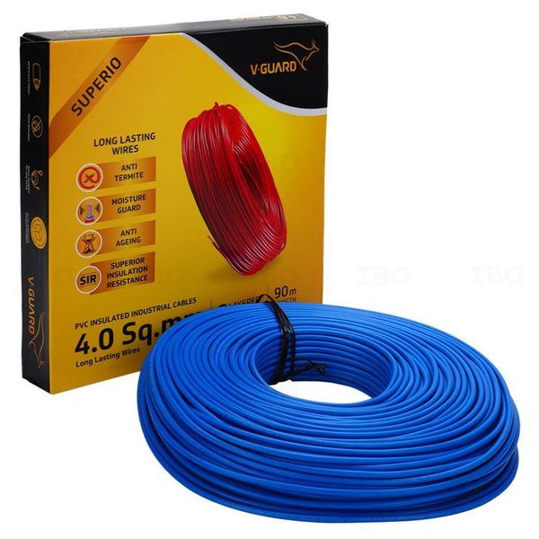 Buy V-Guard Superio 4 sq mm Blue 90 m FR PVC Insulated Wire on IBO.com ...